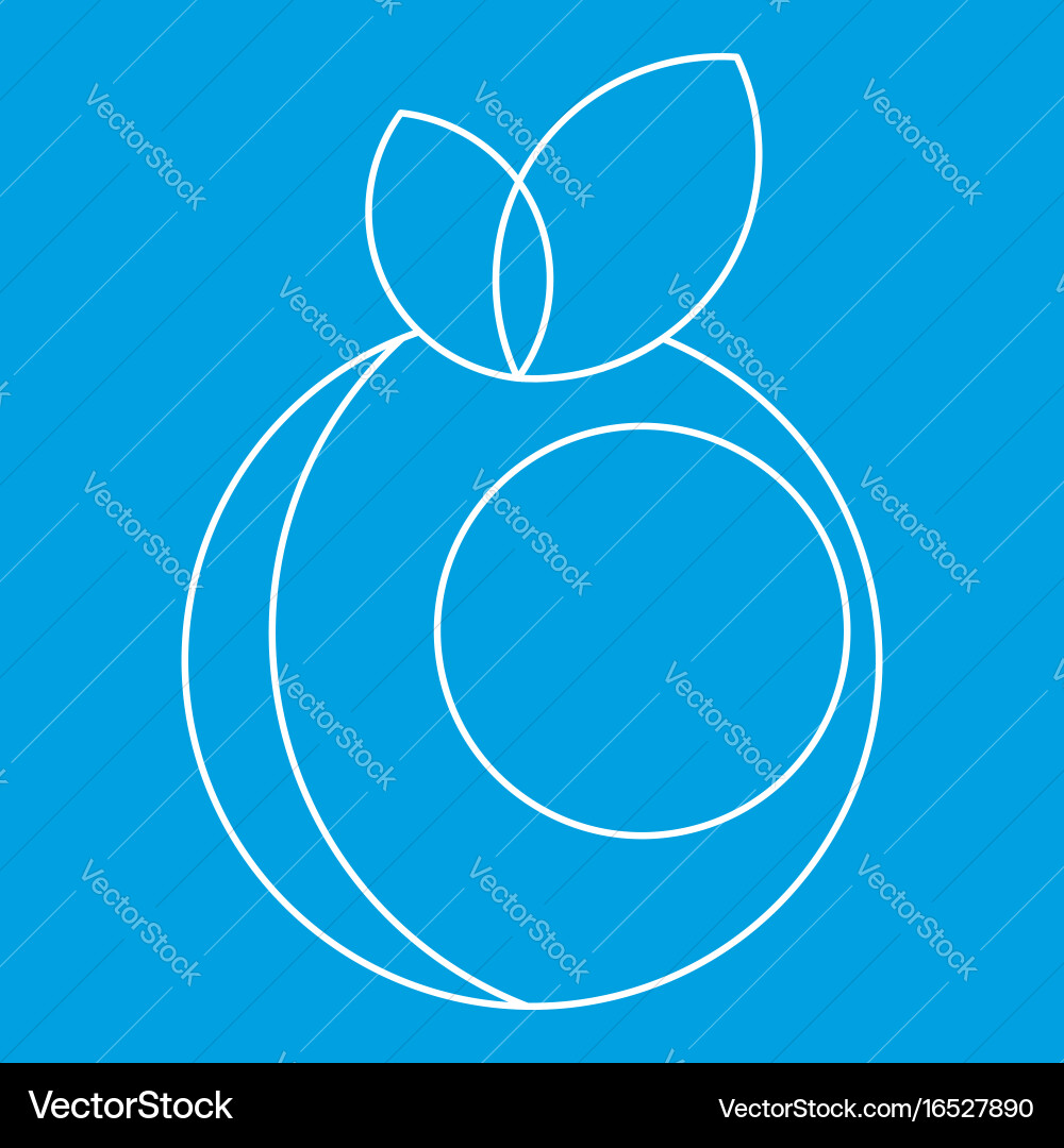 Round apple with leaves icon outline style Vector Image