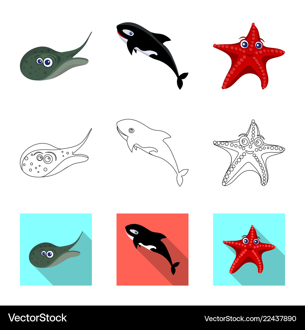 Sea and animal logo set Royalty Free Vector Image