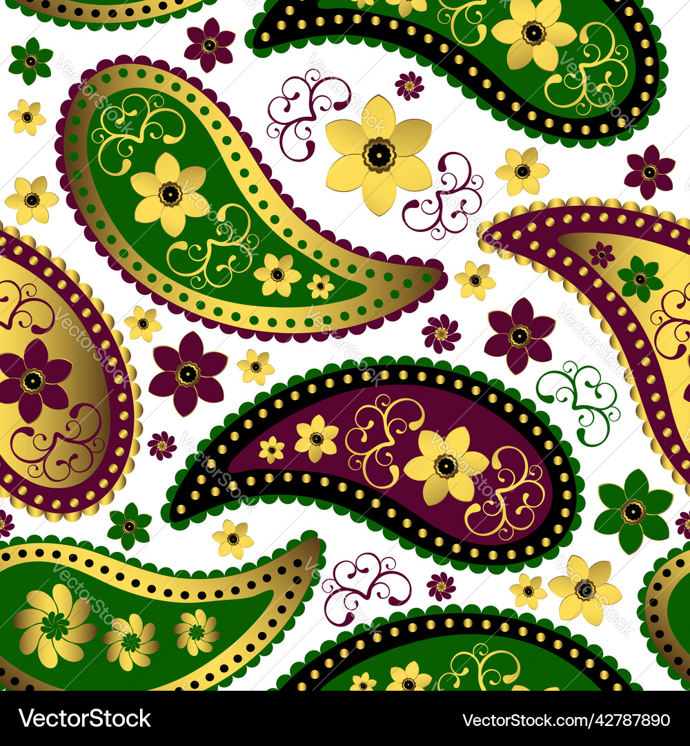 Seamless pattern with multicolored paisleys Vector Image