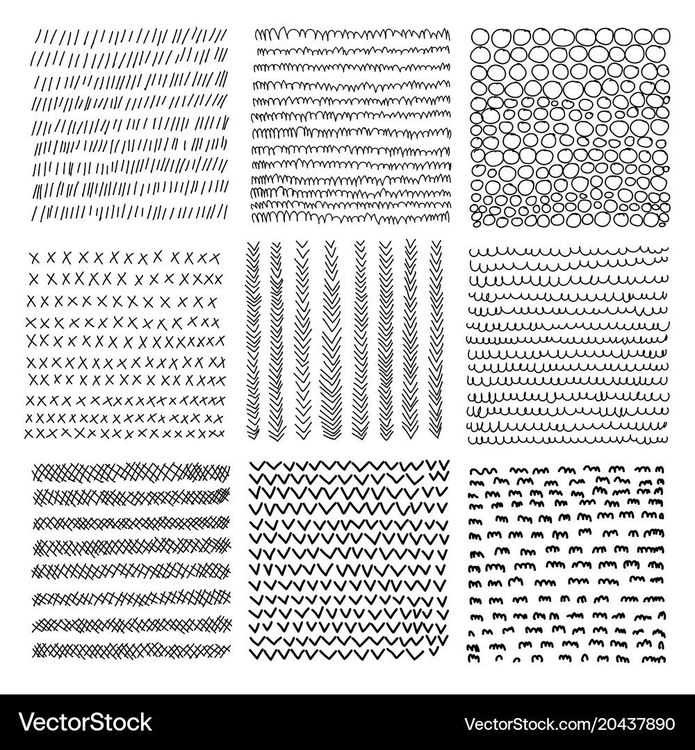 Set of line hand drawn textures doodle style Vector Image