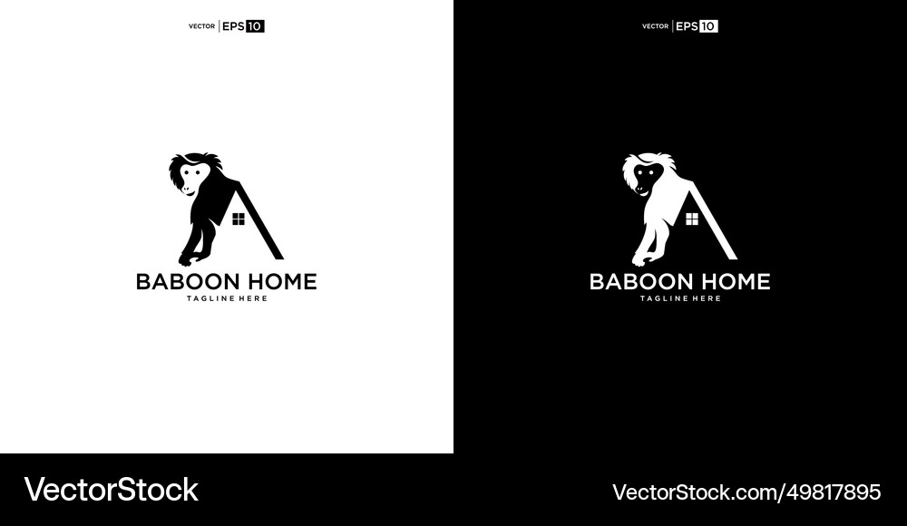 Baboon monkey home logo design Royalty Free Vector Image