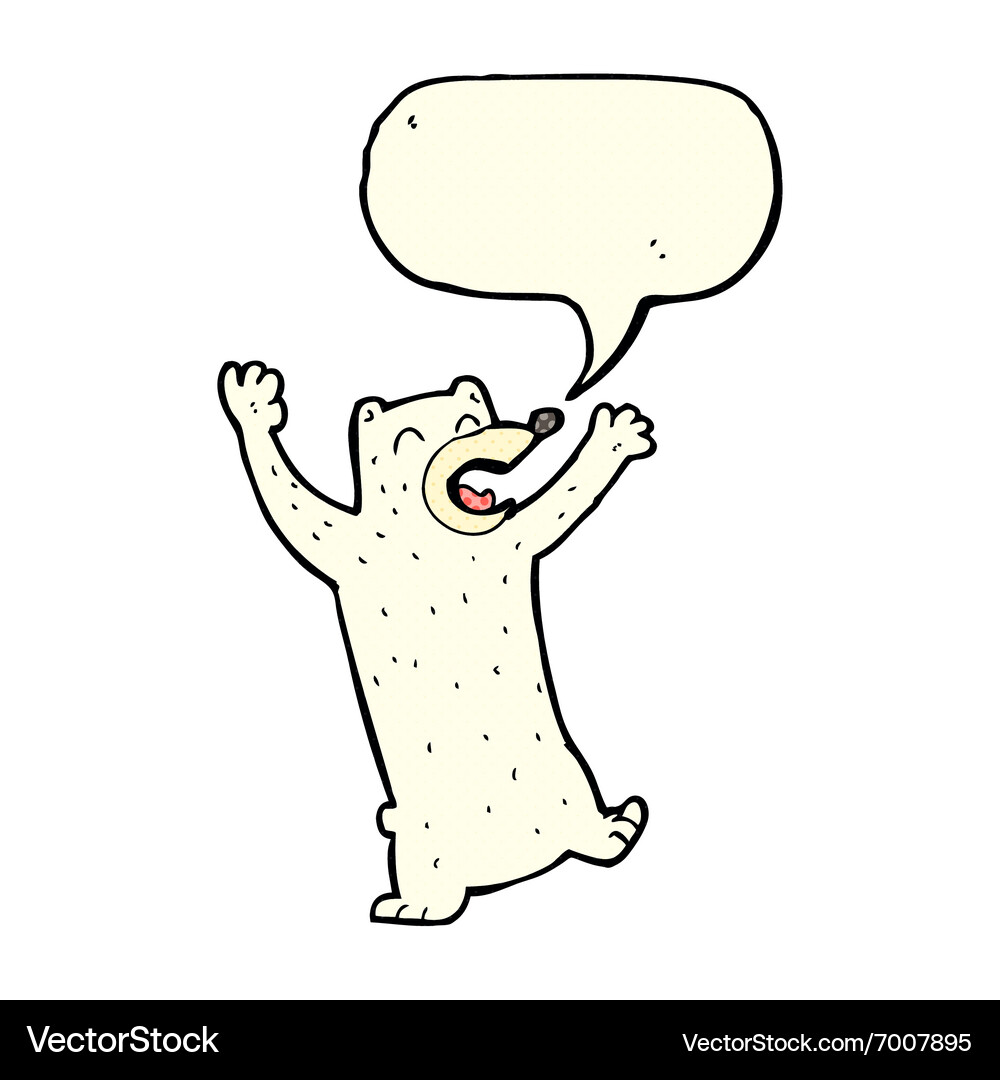 Cartoon polar bear with speech bubble Royalty Free Vector