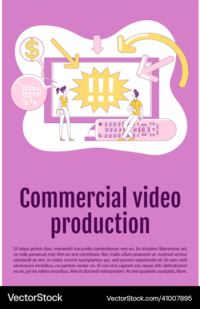 Commercial video production poster flat Royalty Free Vector