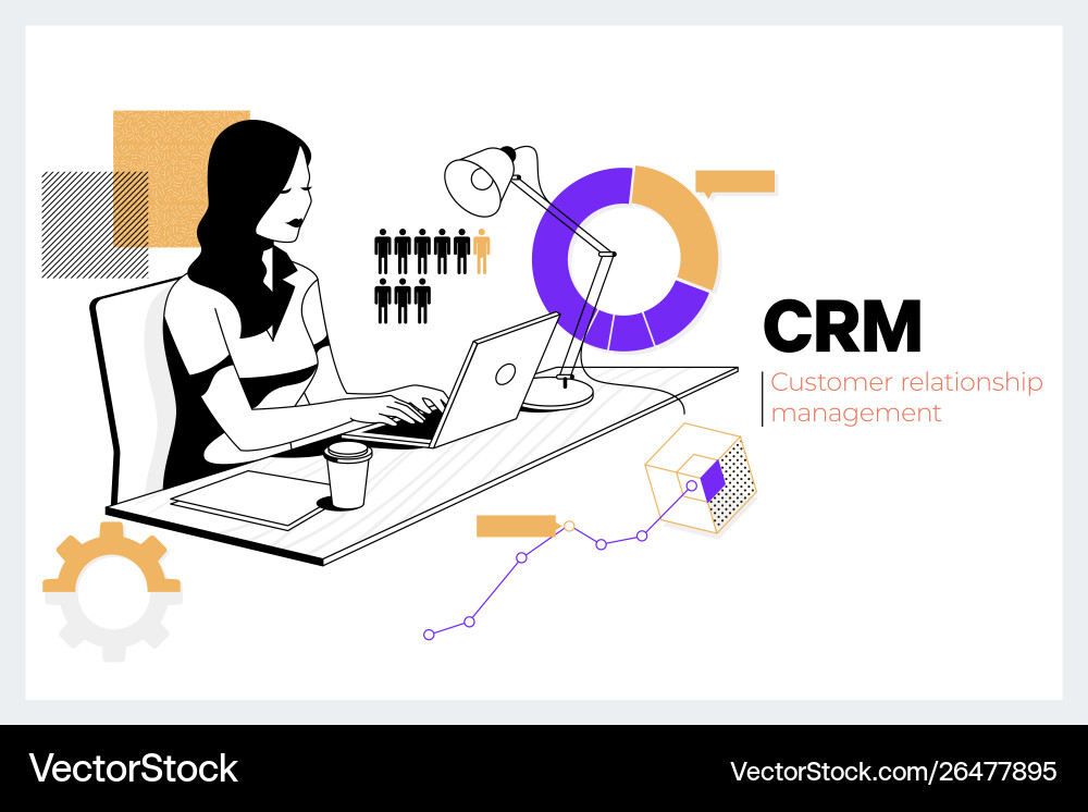 Crm customer relationship management business Vector Image