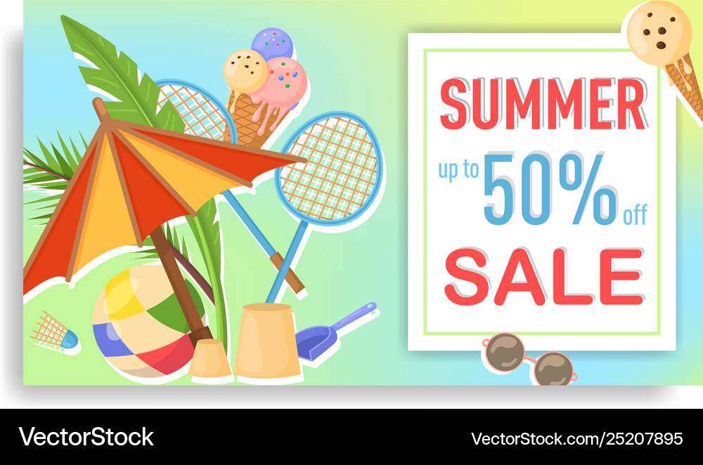 Discount modern summer promo web banner Royalty Free Vector