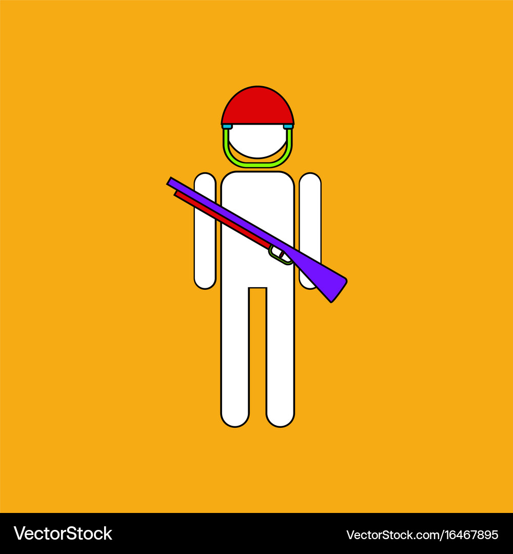 Flat icon design collection soldier with gun Vector Image