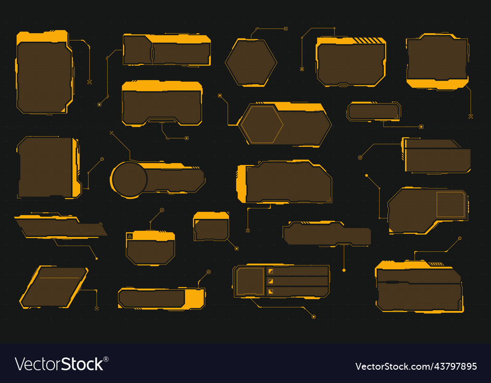 Futuristic callouts frames hud textbox cyberpunk Vector Image