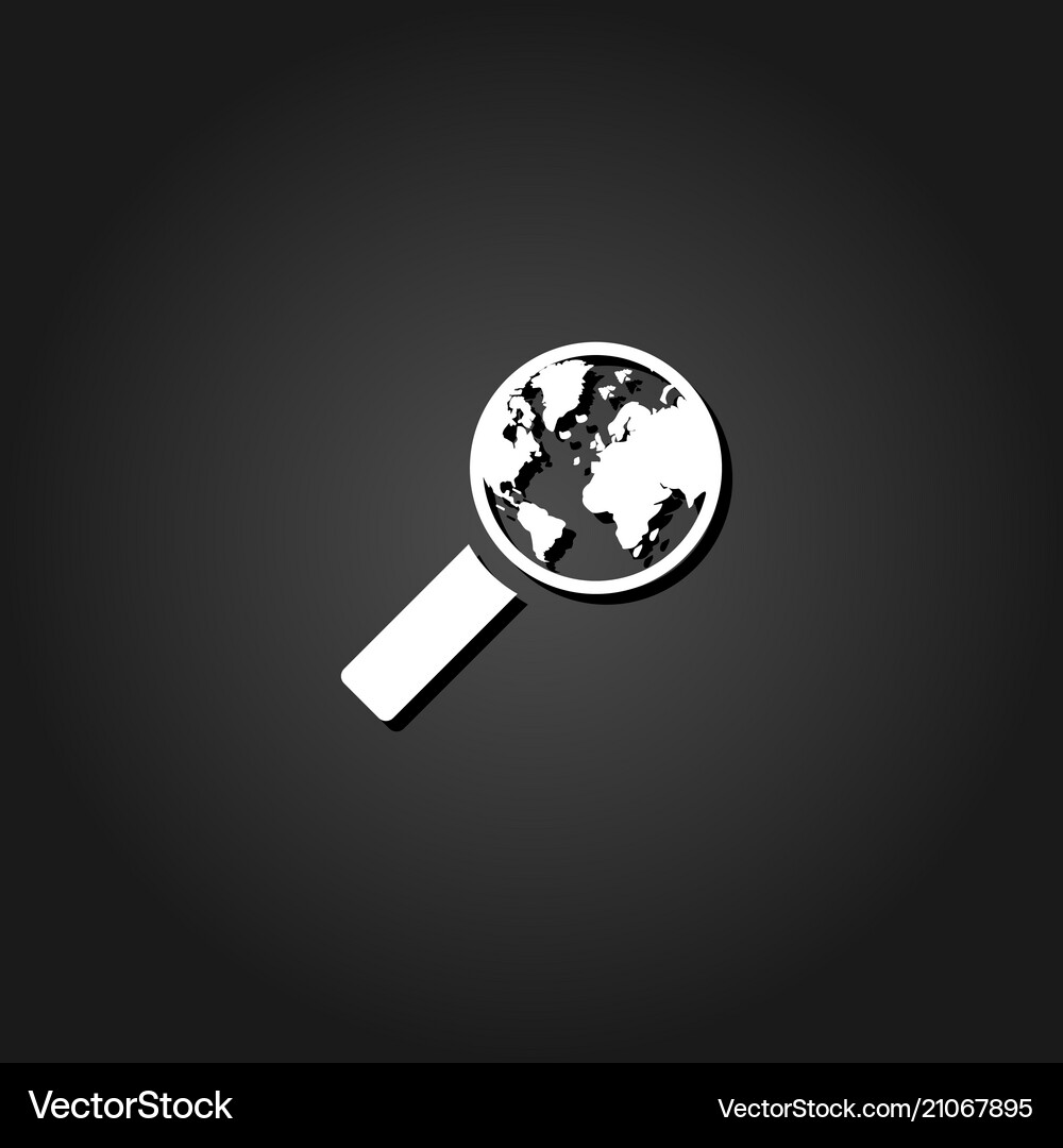Global search icon flat Royalty Free Vector Image