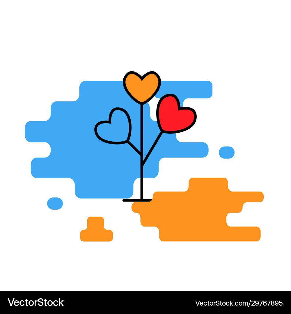 Hearts tree blue red and yellow Royalty Free Vector Image