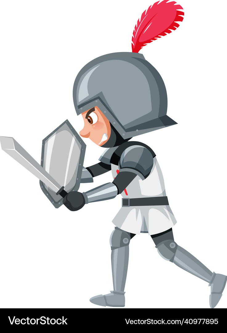 Knight cartoon character on white background Vector Image