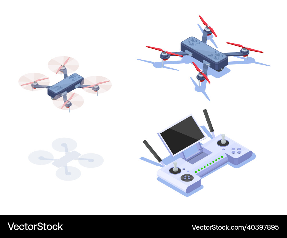 Landing drone and remote control to it modern Vector Image