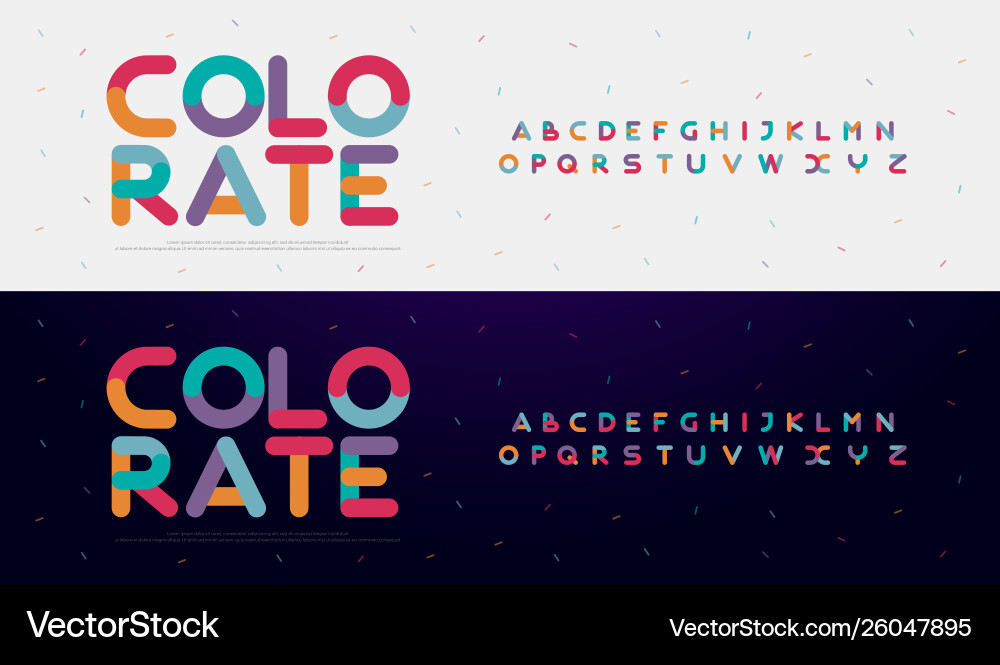 Modern font creative rounded alphabet color fonts Vector Image