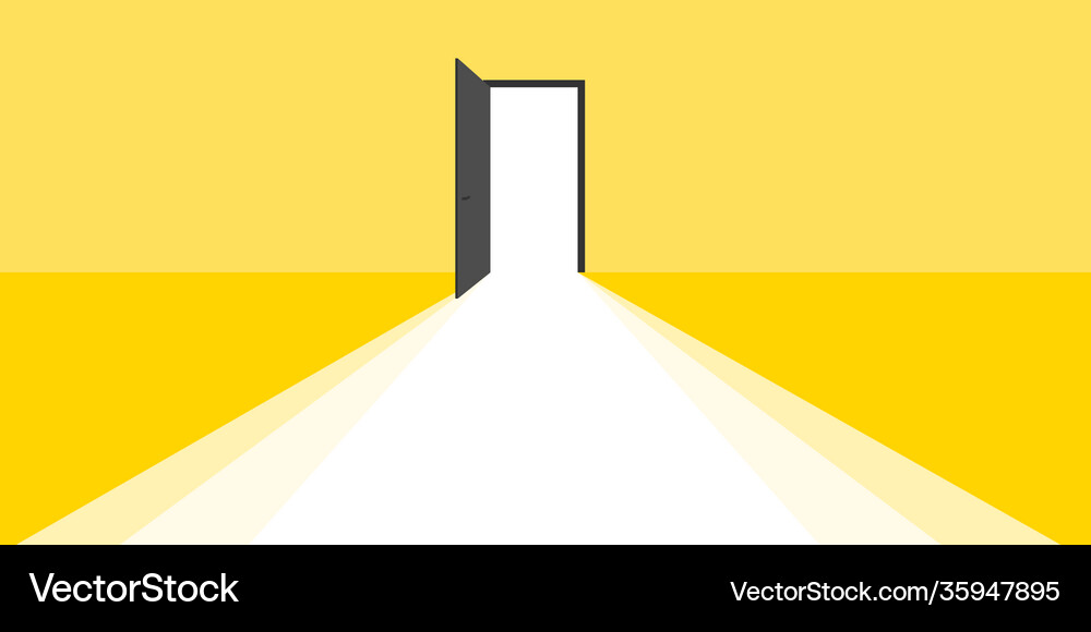 Open door door with light rays business Royalty Free Vector