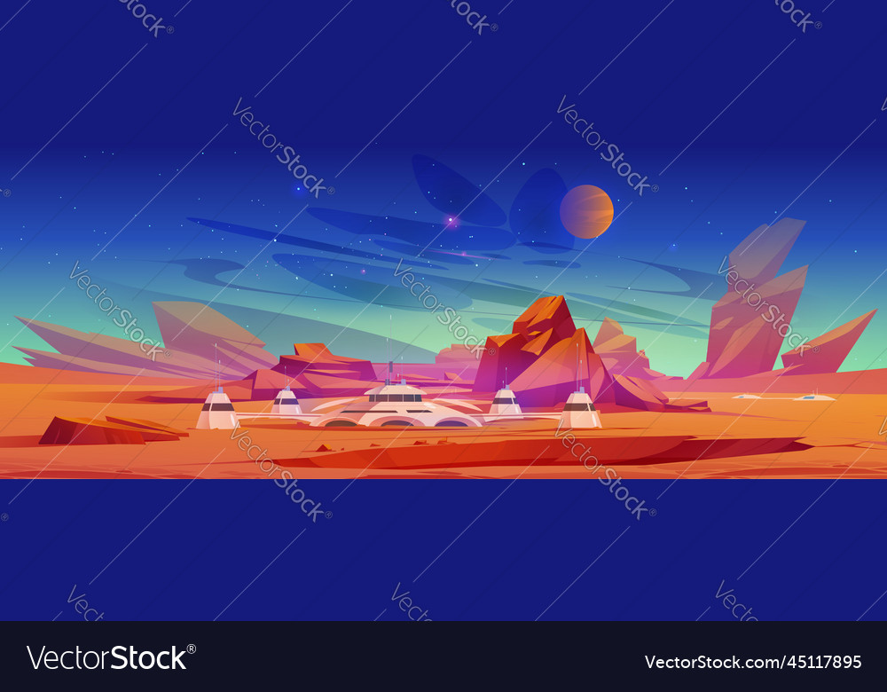 Space exploration station on red planet Royalty Free Vector Space exploration station on red planet Royalty Free Vector