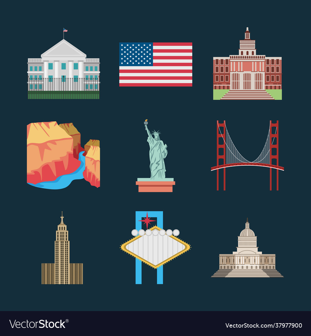 American landmark and symbols Royalty Free Vector Image
