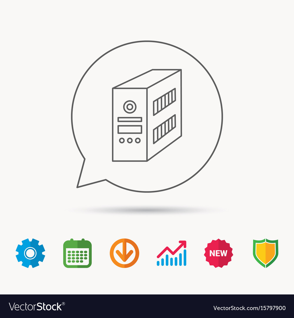 Computer server icon pc case or tower sign Vector Image