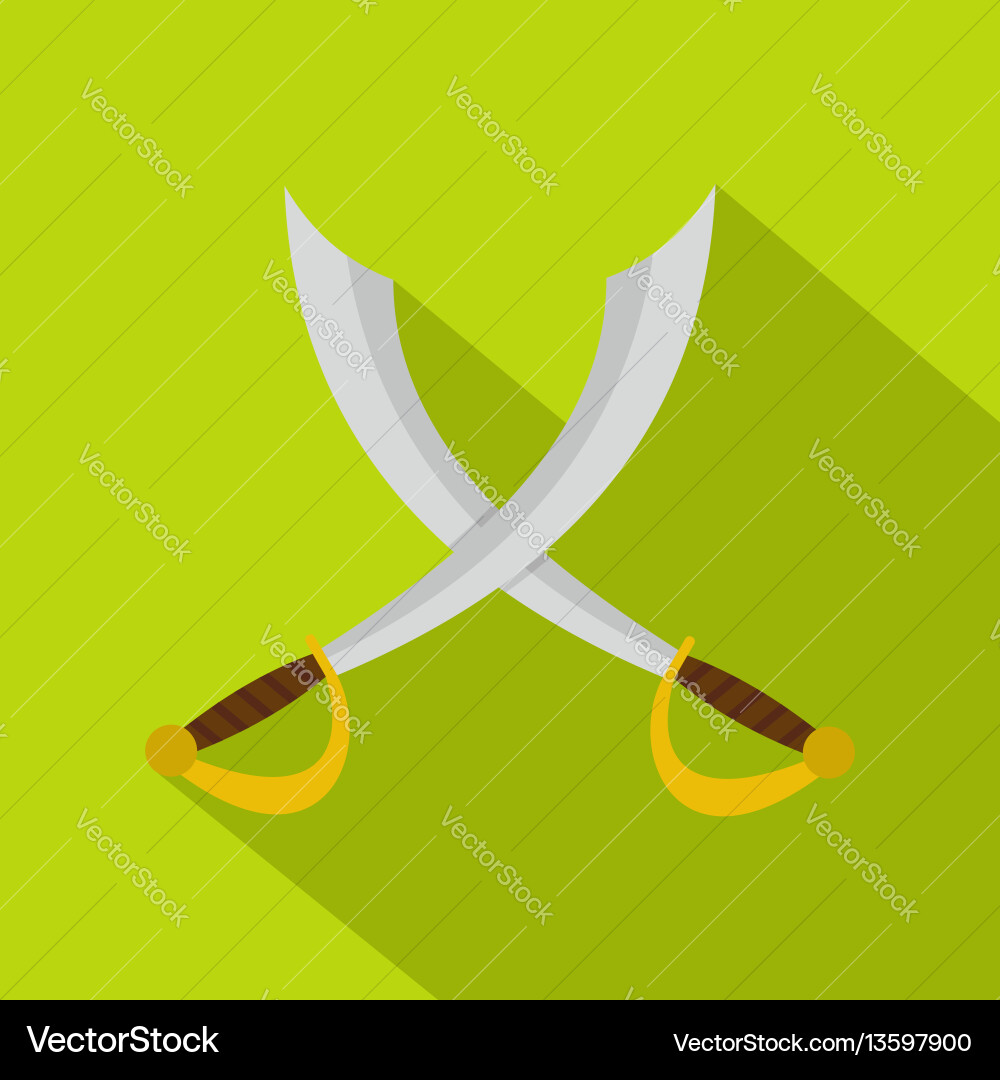 Crossed sabers icon flat style Royalty Free Vector Image
