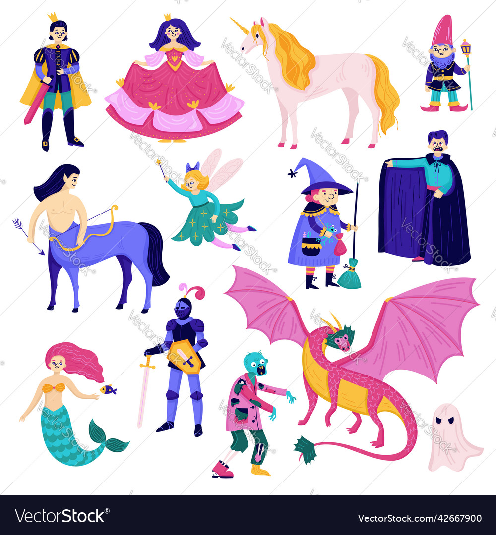 Fairy Tale Characters Icon Set Royalty Free Vector Image