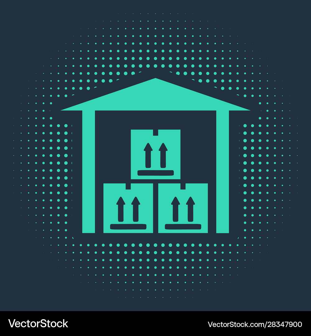 Green warehouse icon isolated on blue background Vector Image