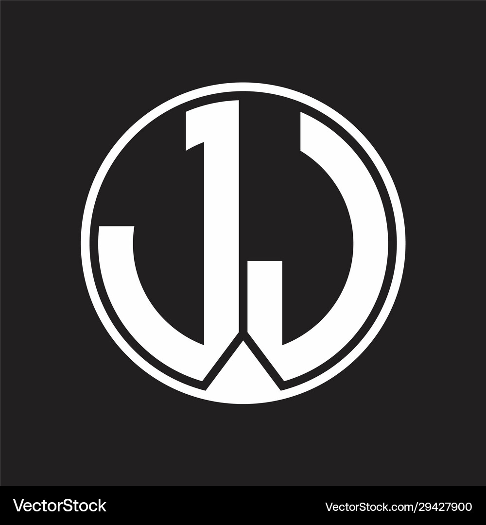 Jj logo monogram circle with piece ribbon style Vector Image