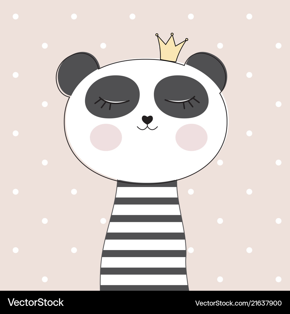 Little cute panda princess Royalty Free Vector Image