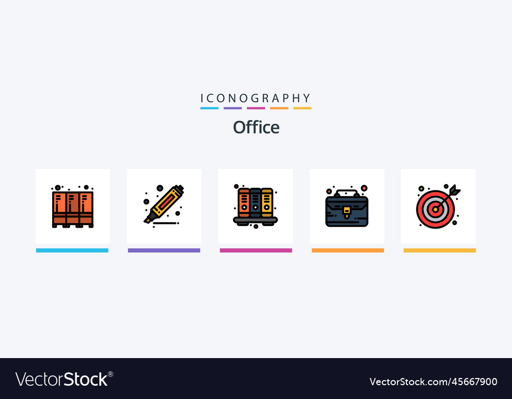 Office line filled 5 icon pack including business Vector Image