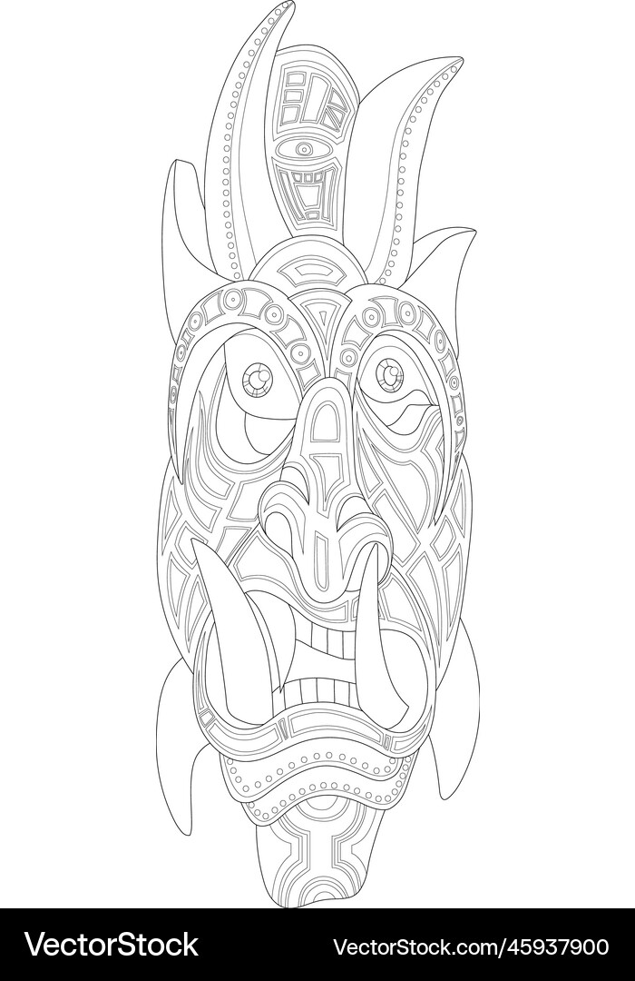 Realistic african mask graphic sketch template Vector Image