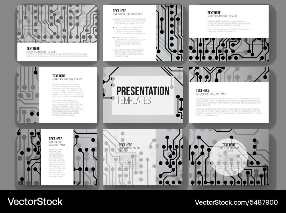 Set of 9 templates for presentation slides Vector Image