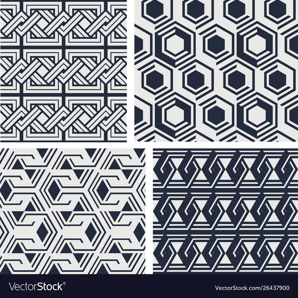 Set seamless patterns abstract geometric Vector Image Set seamless patterns abstract geometric Vector Image