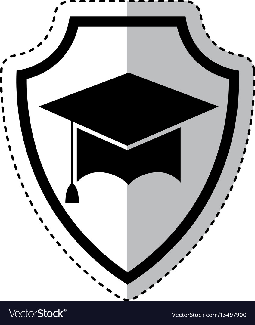 Shield insurance with graduation hat isolated icon