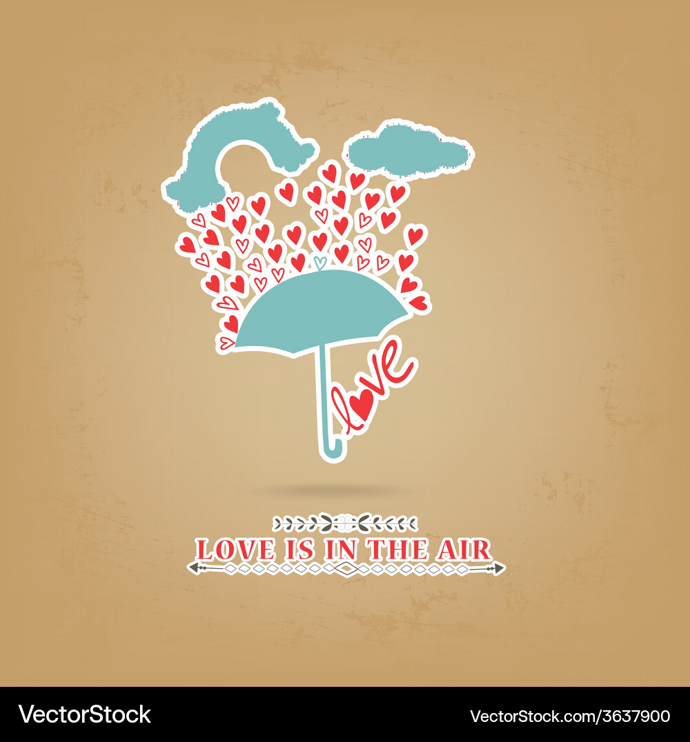 Valentines day romantic with umbrella greeting Vector Image