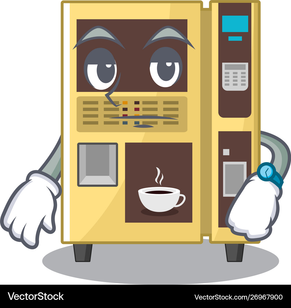 Waiting coffee vending machine in cartoon Vector Image
