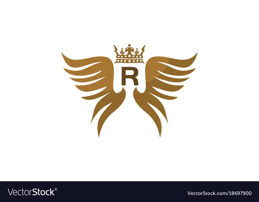 Wing Shield Crown Initial R Royalty Free Vector Image