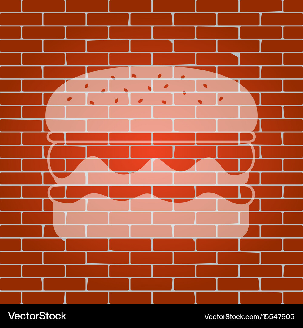 Burger simple sign whitish icon on brick Vector Image