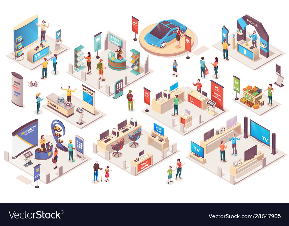 Expo center trade show exhibition isometric stands Expo center trade show exhibition isometric stands