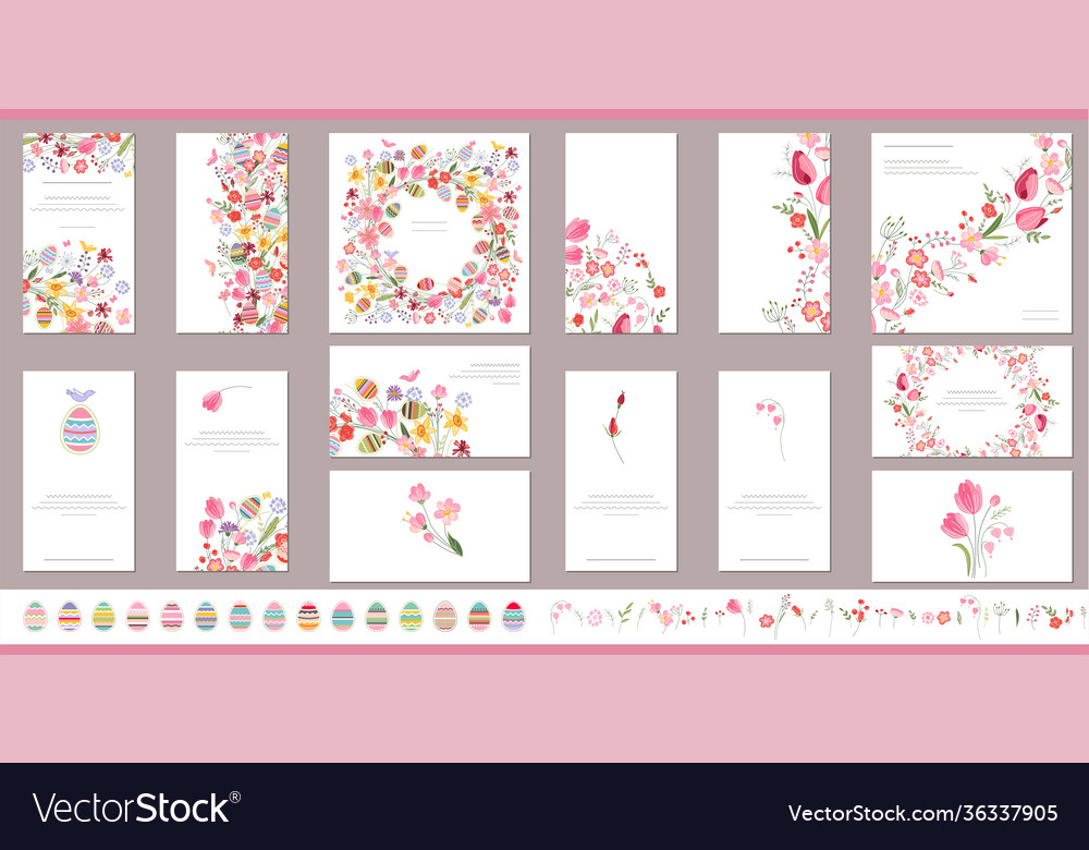 Floral spring templates with cute bunches red Vector Image