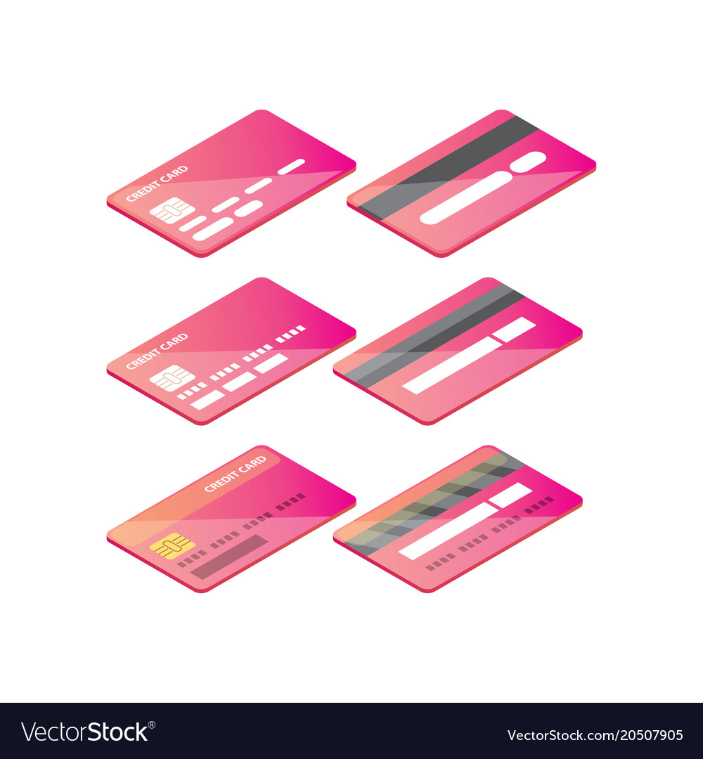 Isometric credit card icon set isolated on white Vector Image