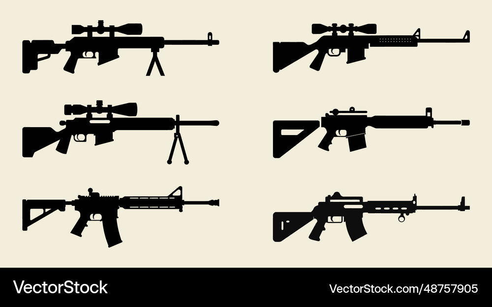 Military and hunting rifles collection Royalty Free Vector