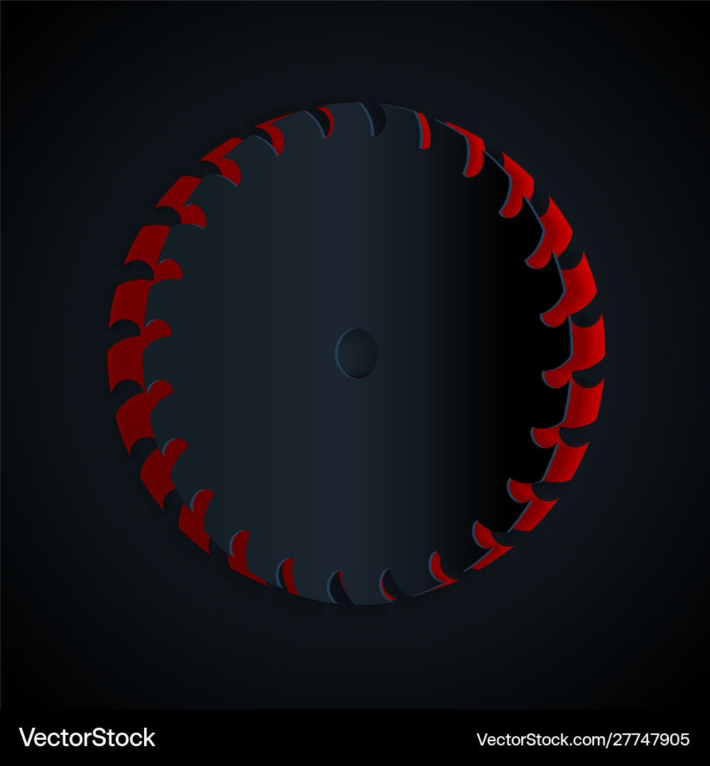 Paper cut circular saw blade icon isolated Vector Image