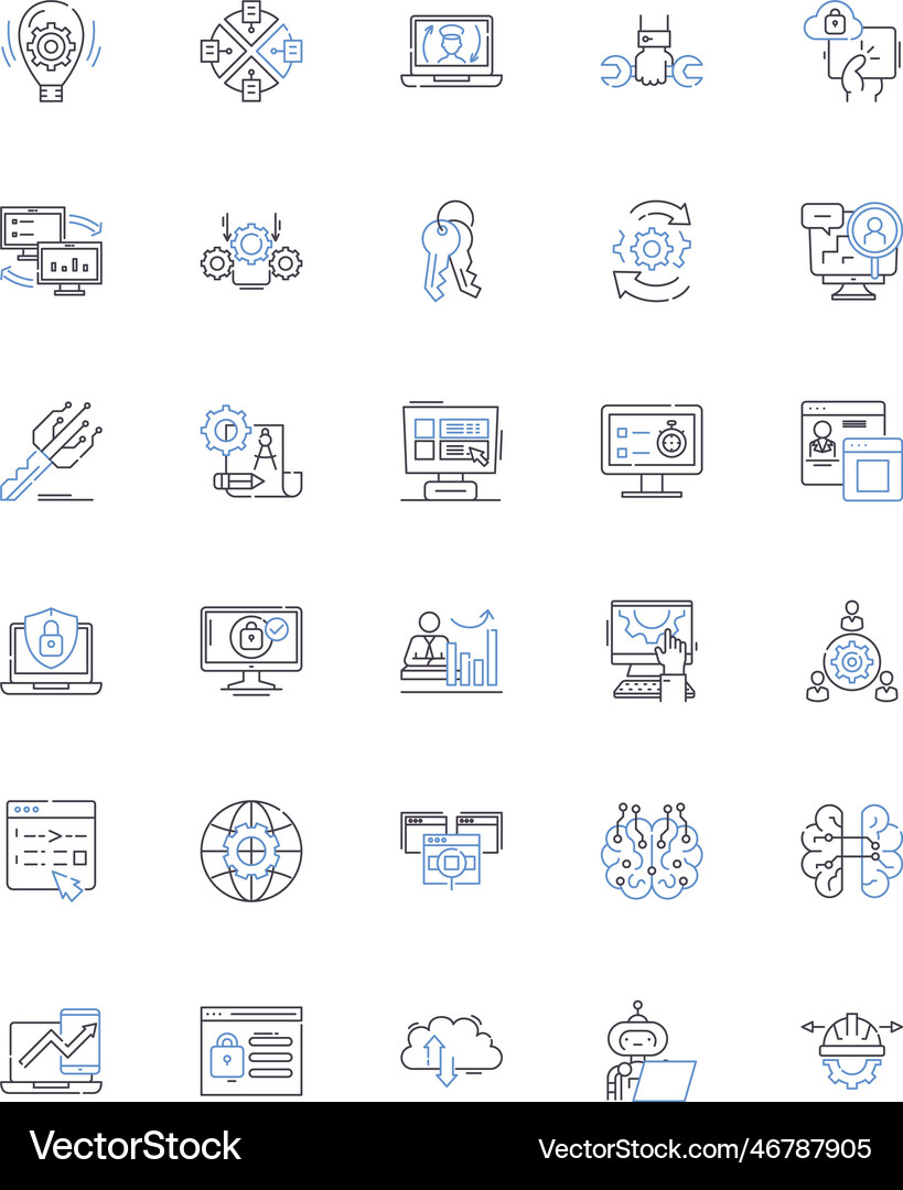 Safeguard line icons collection security Vector Image
