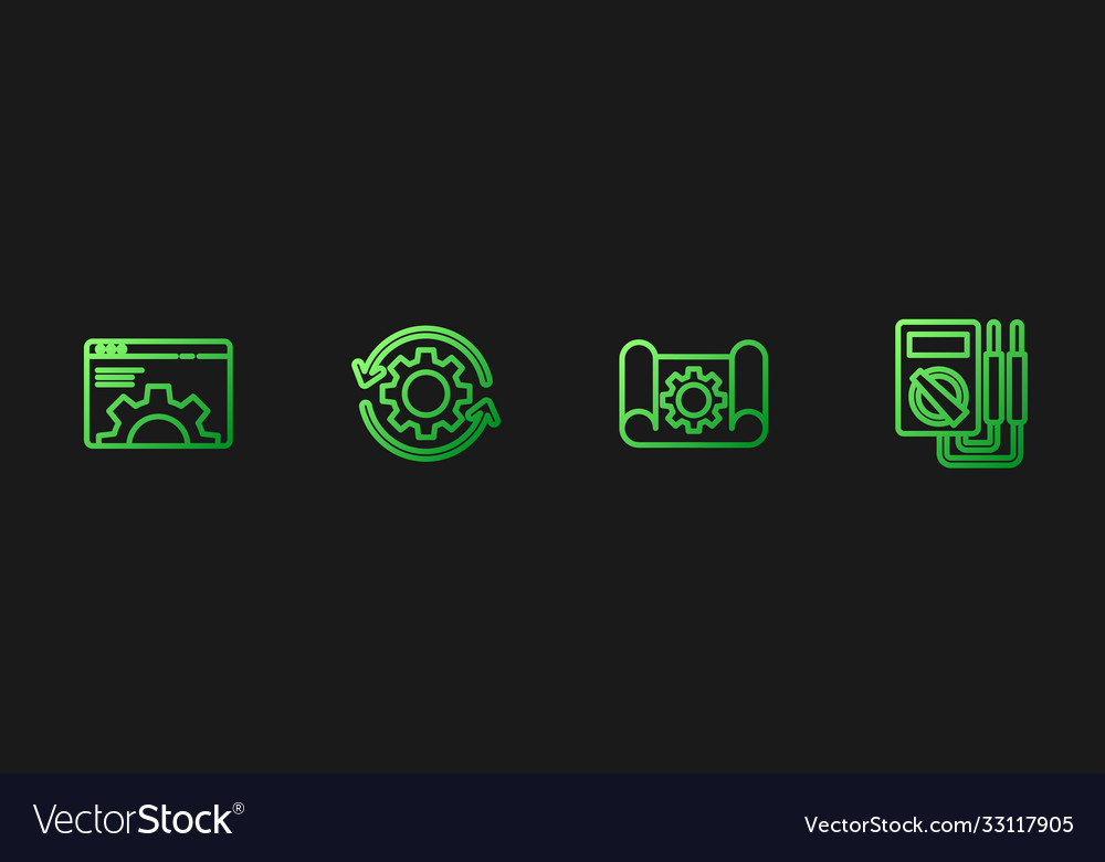 Set Line Graphing Paper And Gear Browser Setting Vector Image