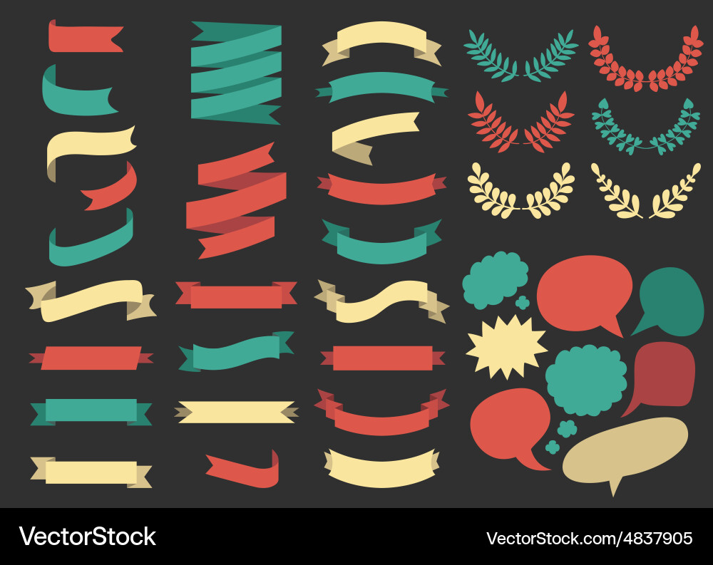 Set of ribbons and design elements Royalty Free Vector Image