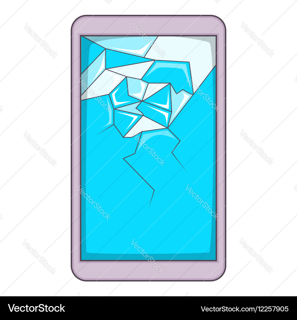 Smartphone with broken screen icon cartoon style Vector Image