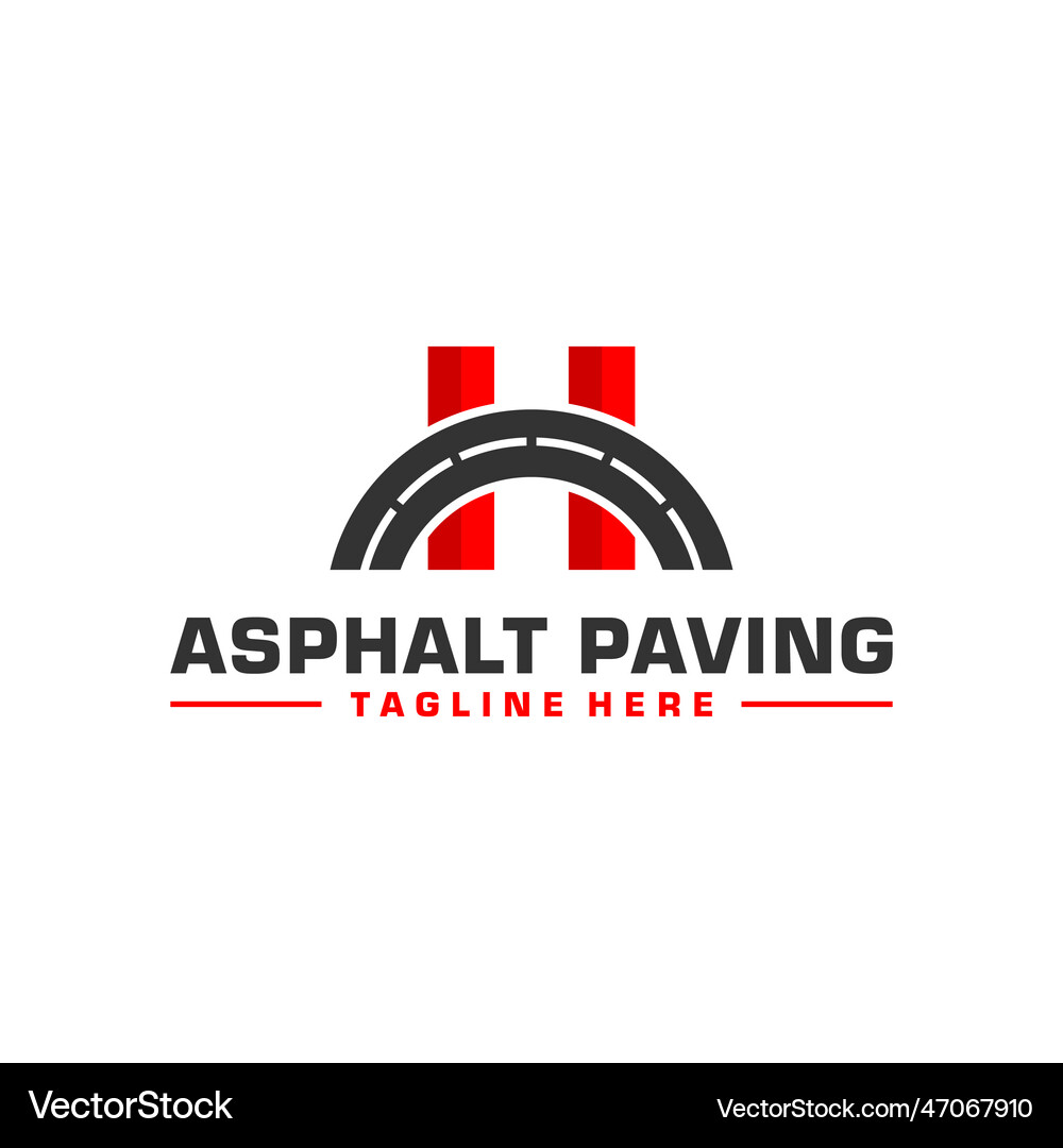 Asphalt road logo with letter h Royalty Free Vector Image