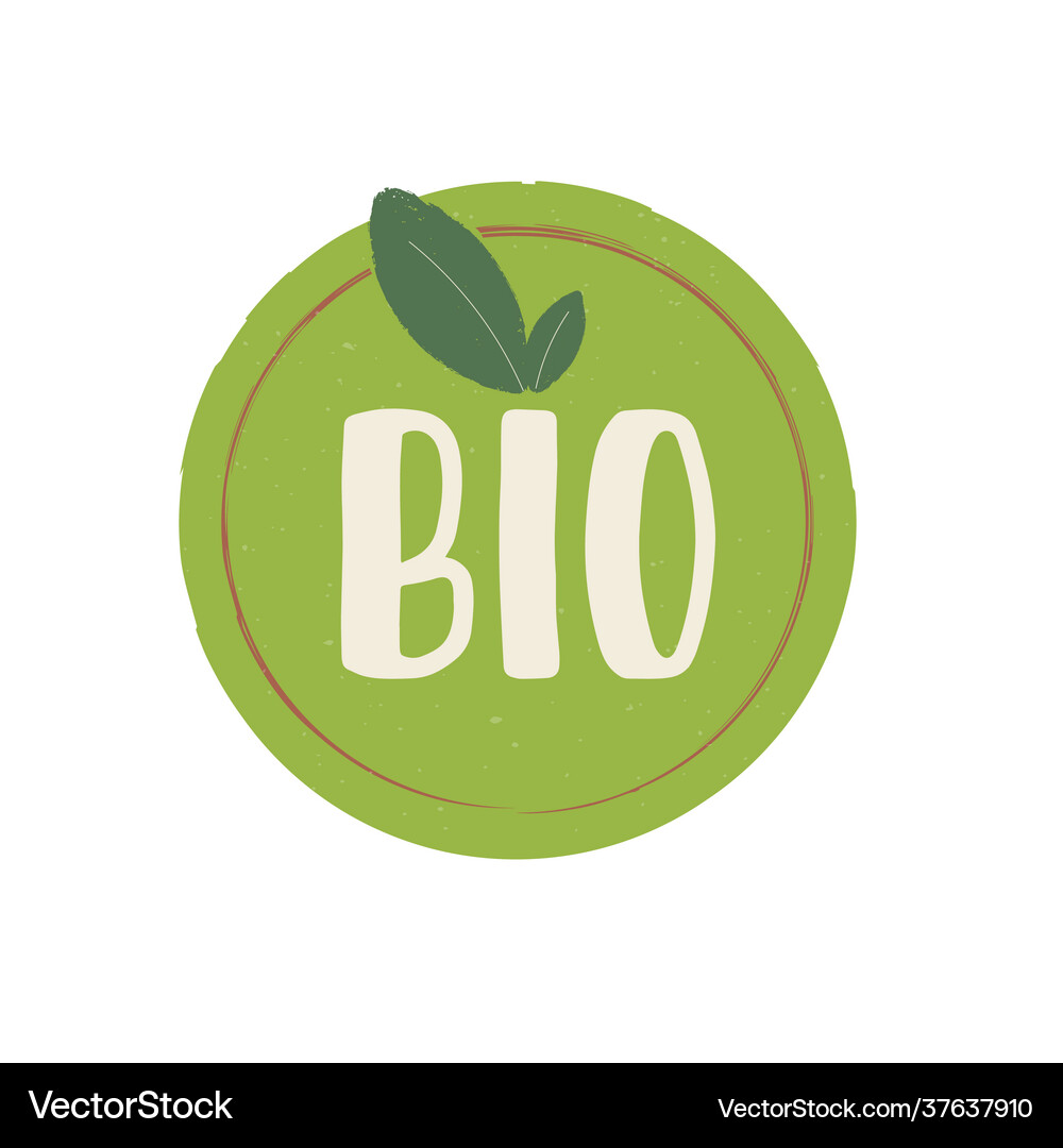 Bio green round sticker environmental label Vector Image