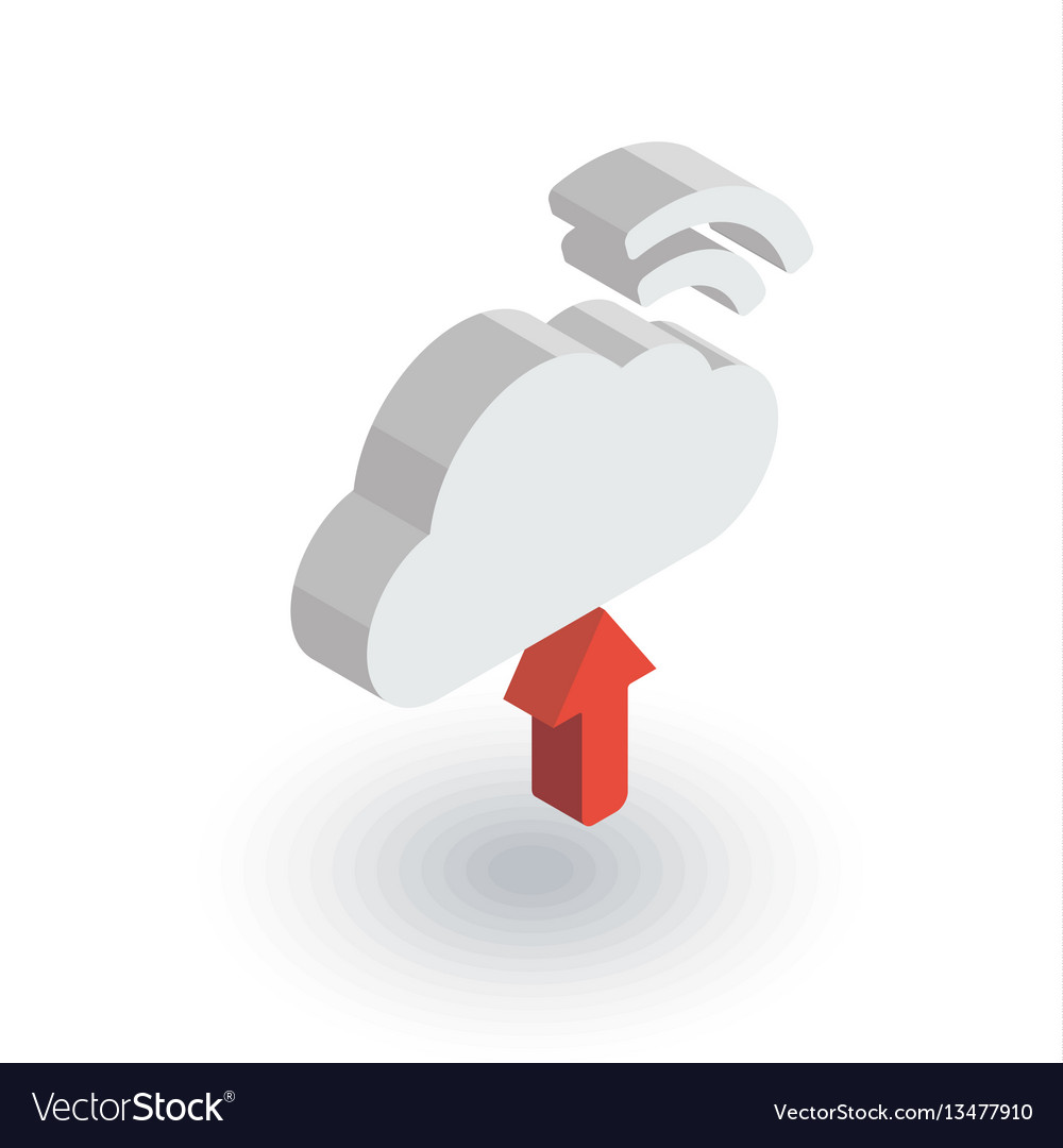 Cloud upload computer technology isometric flat Vector Image