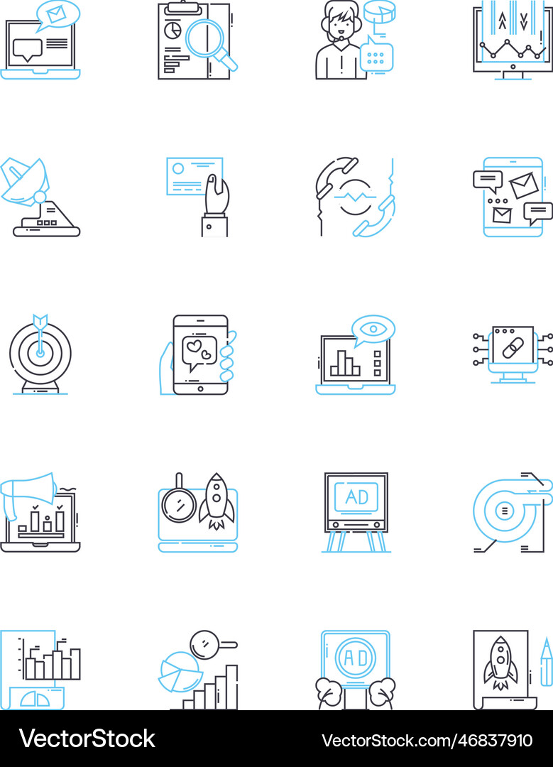 E-commerce business linear icons set online Vector Image