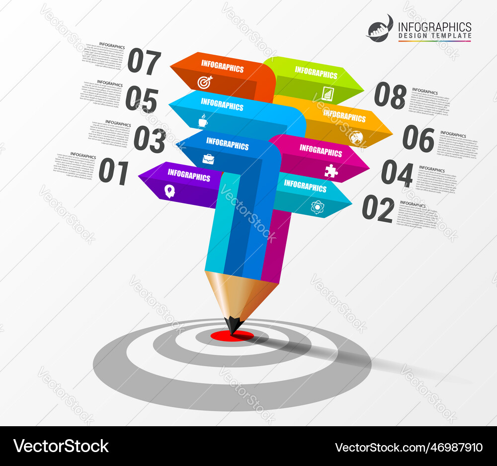 Education infographic template pencil with arrows Vector Image