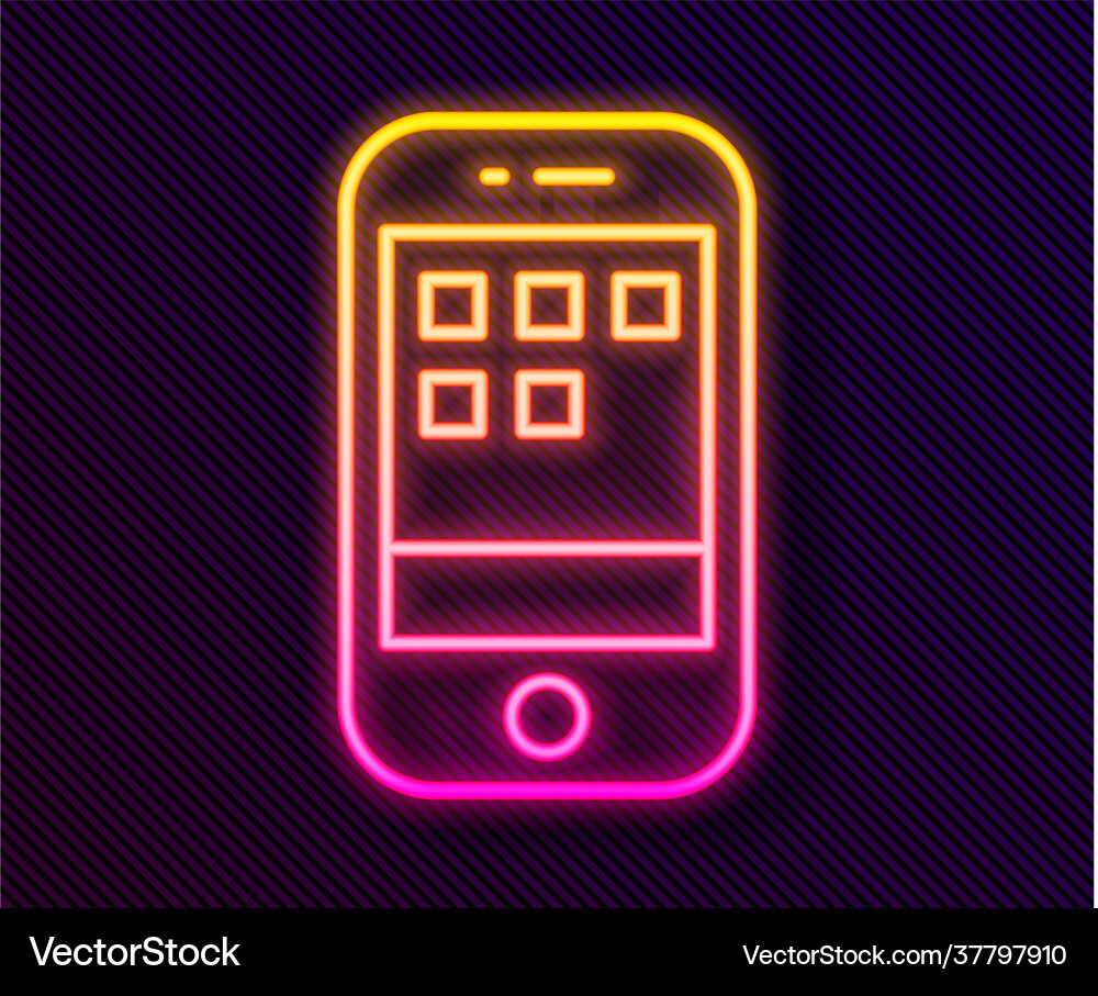 Glowing neon line smartphone mobile phone icon Vector Image