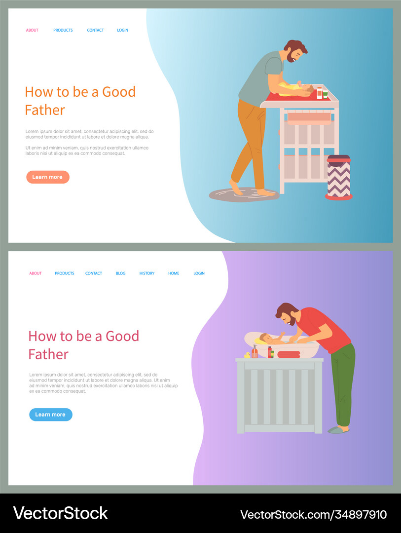 How to be good father dad caring for kid web Vector Image